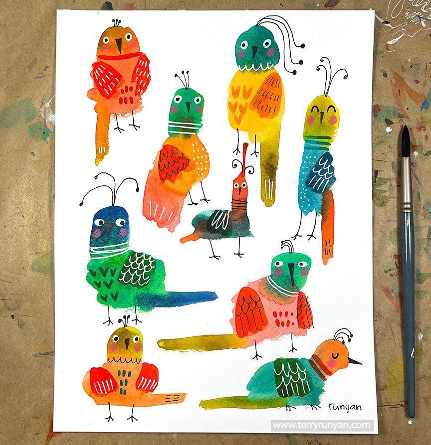 Blob Bird Friends – Terry Runyan Creative